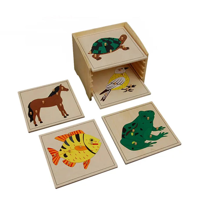 Animal Puzzle Cabinet with 5 Puzzles - kinderhuis