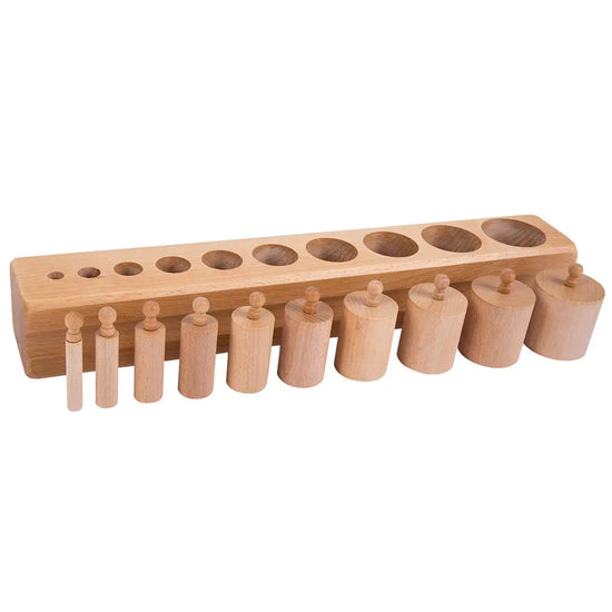 Knobbed Cylinder Blocks Beechwood - Montessori Learning Set – kinderhuis